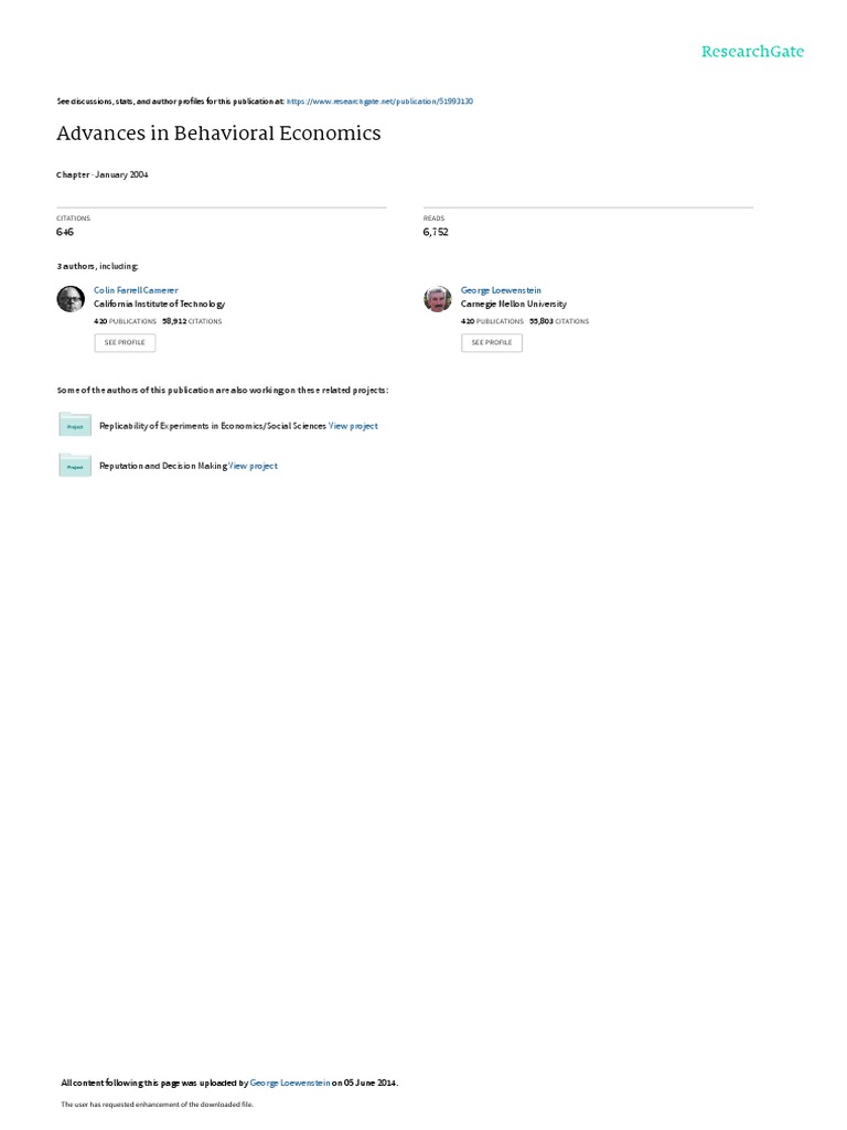 Advances in Behavioral Economics-2014 | PDF | Career & Growth | Business