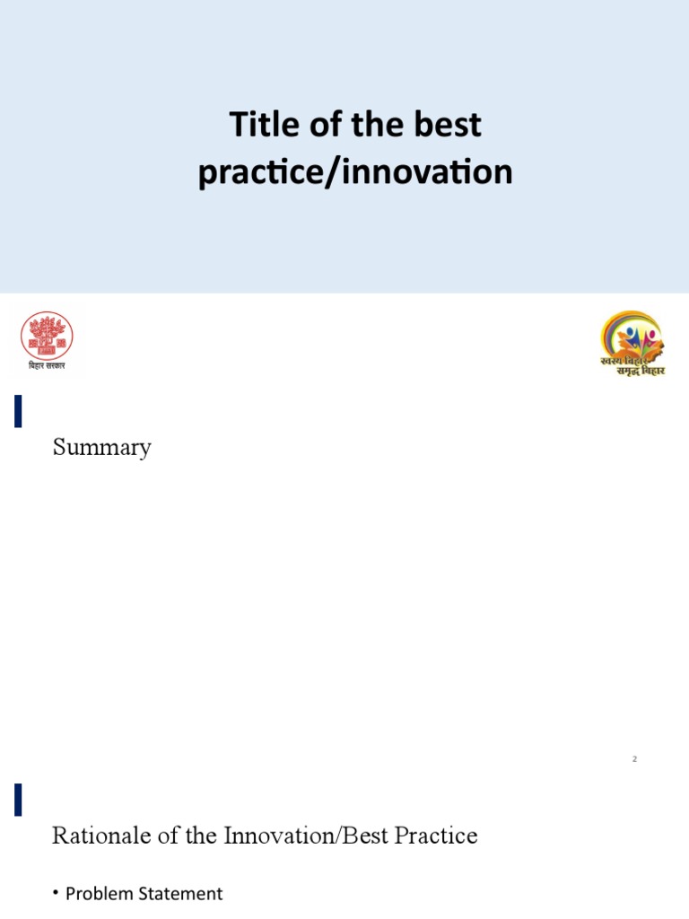 Best Practice - Innovation Template | PDF