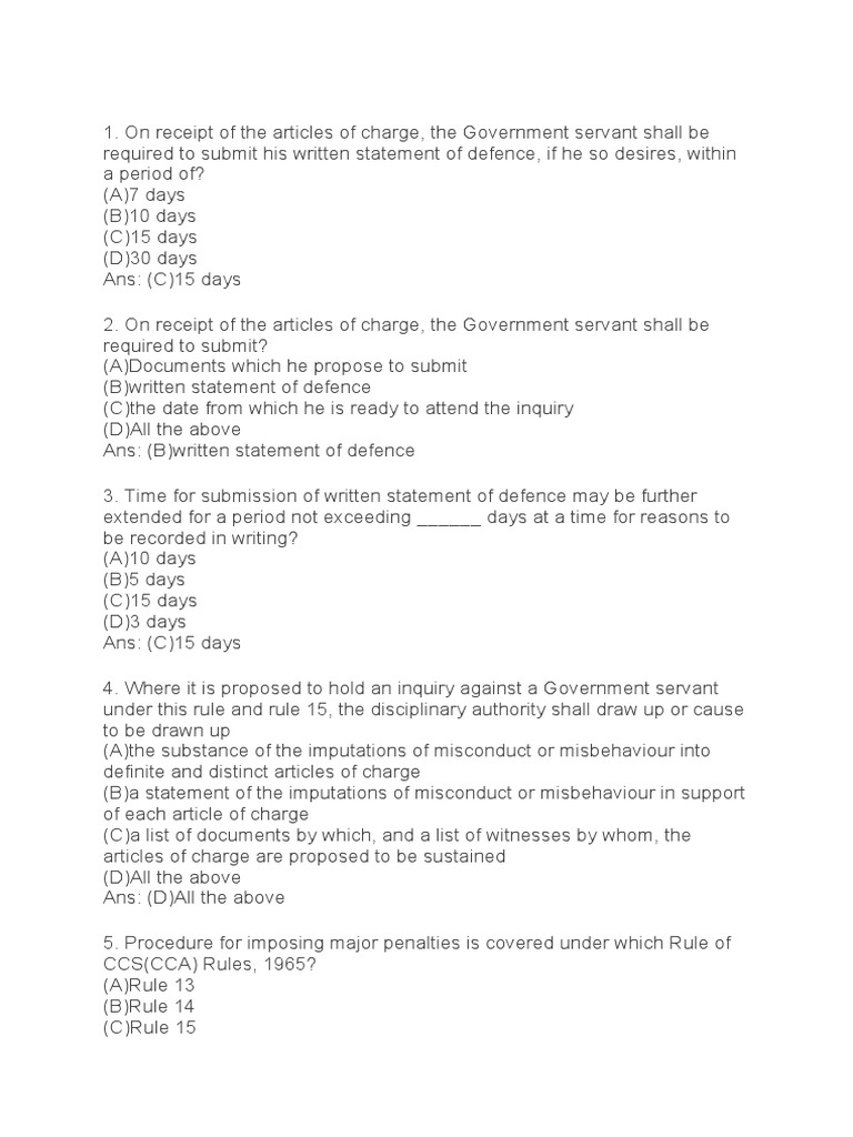 CCS (CCA) Rules 1965 | PDF | Judiciaries | Common Law