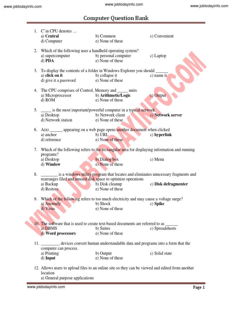 100-Question and | PDF | Computer File | Computer Hardware