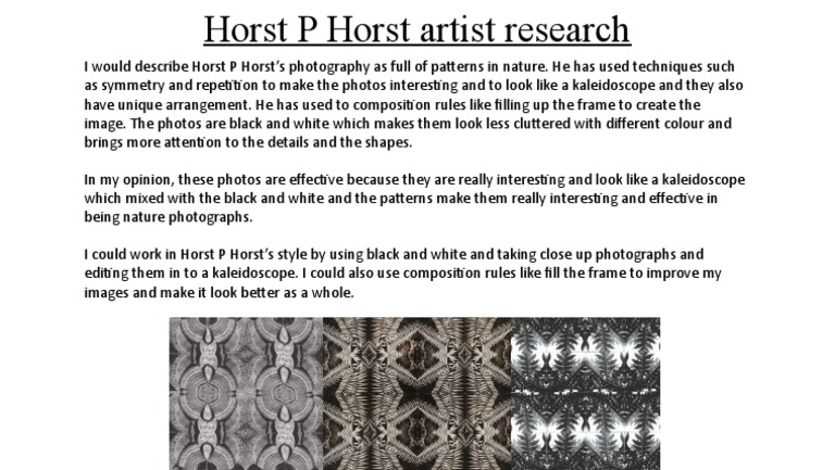 Horst P Horst Artist Research | PDF