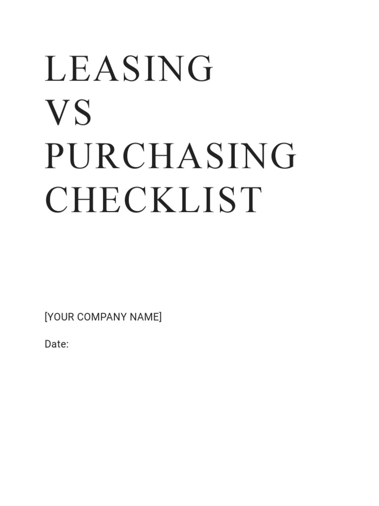 Leasing Vs Purchasing Checklist | PDF