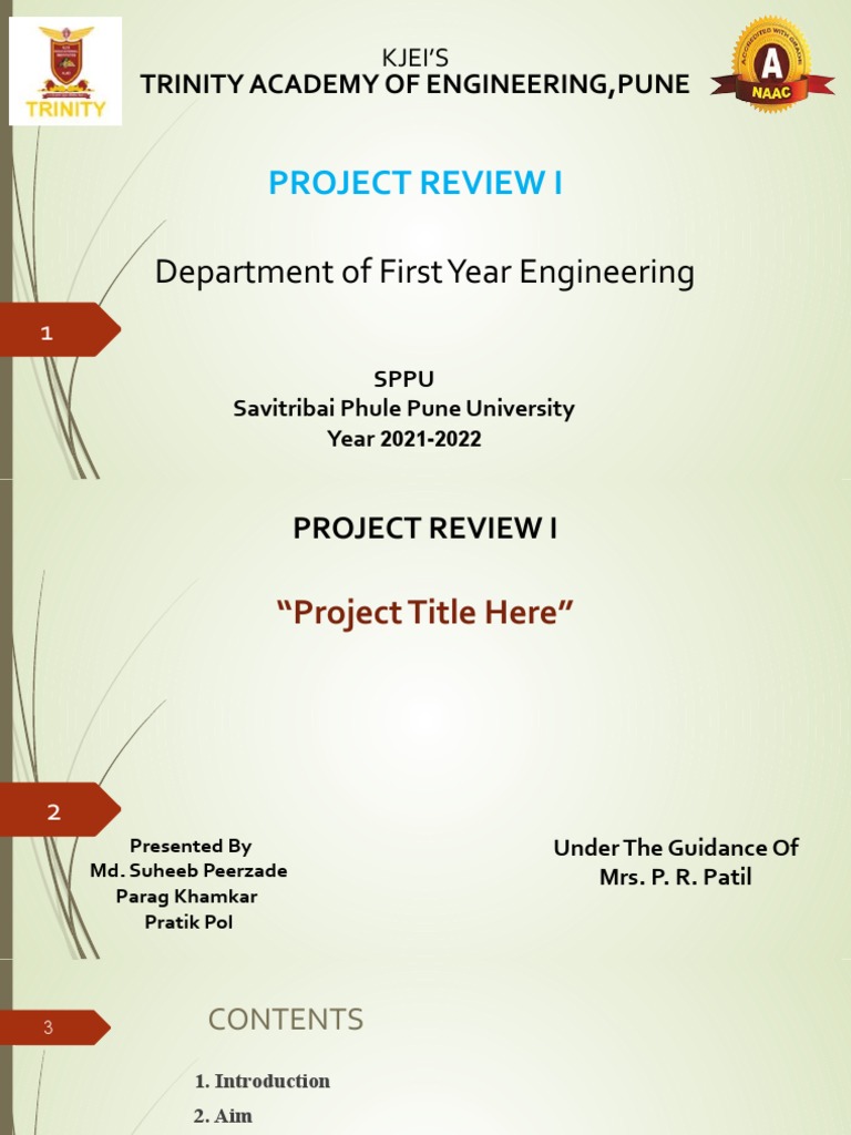 Project Review I: Trinity Academy of Engineering, Pune | PDF