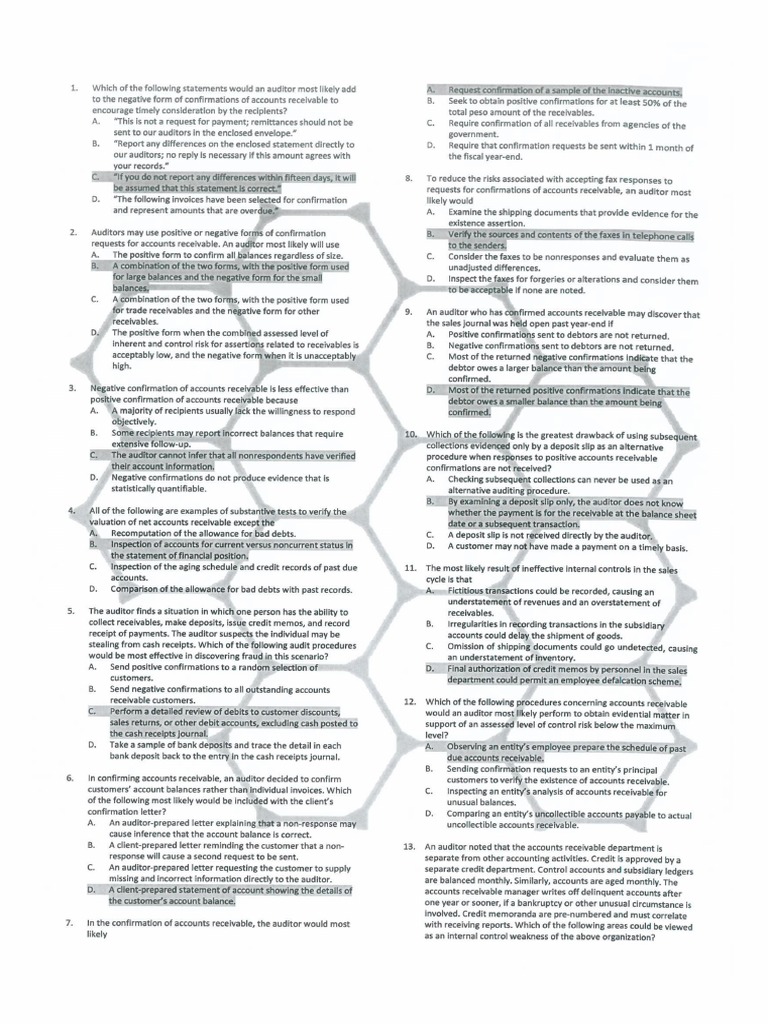 AACONAPPS2 - Audit of Receivables Reviewer (Theories) | PDF | Audit | Internal Control
