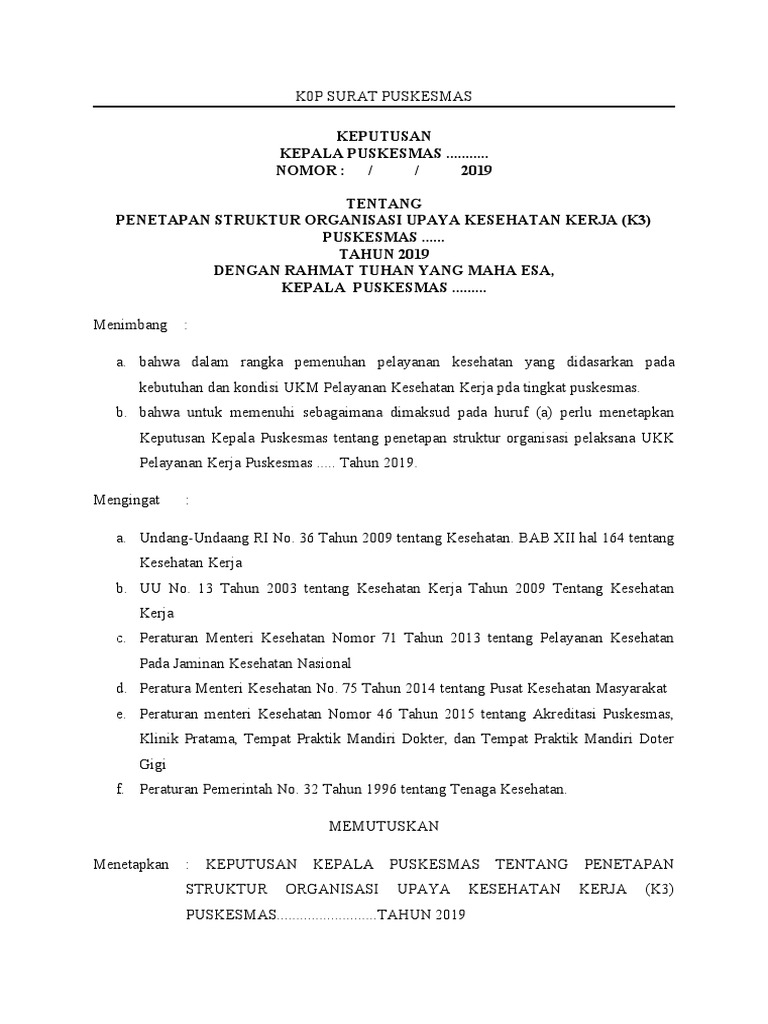 SK K3 Puskesmas Dan Komitmen Bersama Kabupaten ASAHAN | PDF | Sains & Matematika