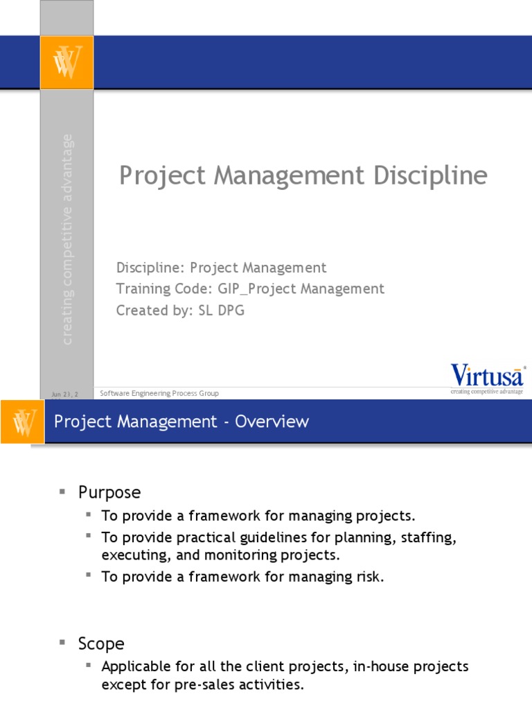 Project Management Discipline: Discipline: Project Management Training ...