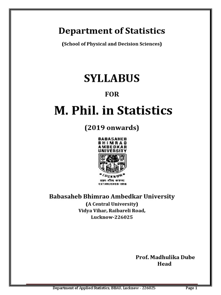 M. Phil. in Statistics: Syllabus | Download Free PDF | Statistics ...