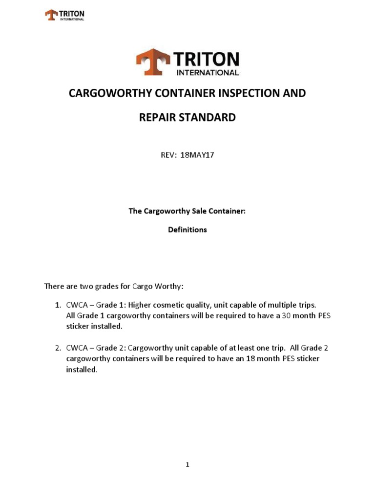 Cargoworthy Container Inspection Standards | PDF | Corrosion | Door
