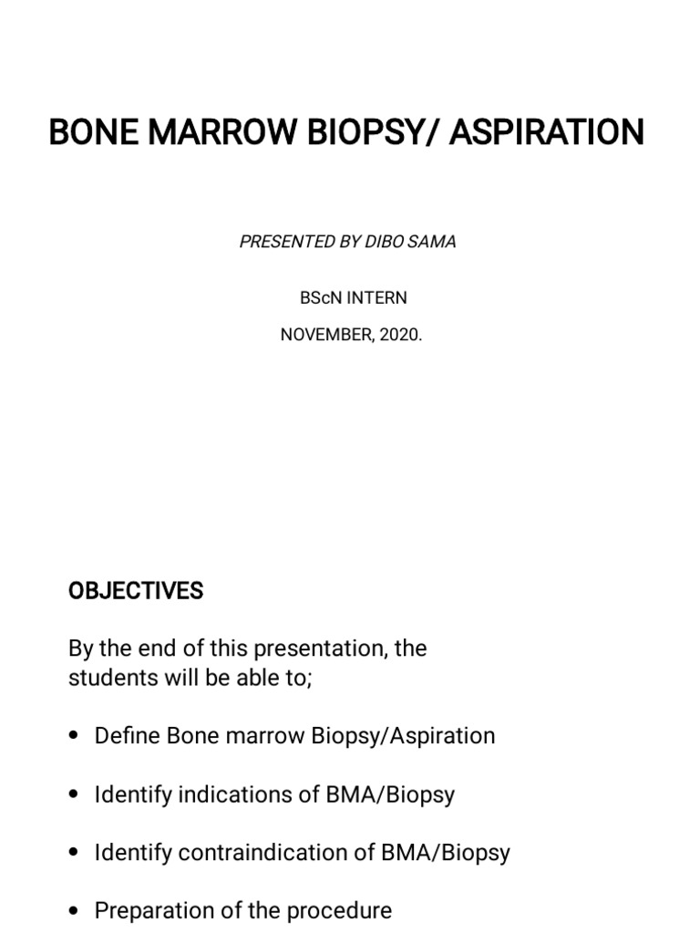 Bma Presentation PP | PDF | Bone Marrow | Biopsy