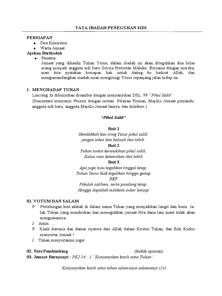 Tata Ibadah Peneguhan Sidi | PDF