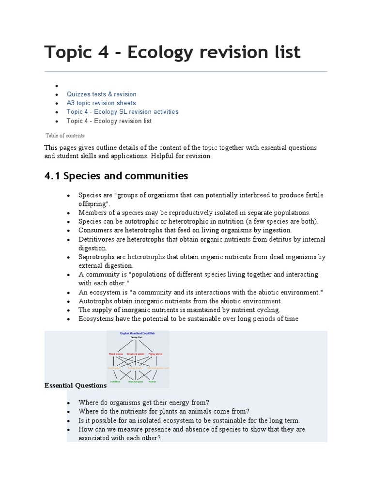 Ecology Revision List | PDF | Ecosystem | Carbon Dioxide