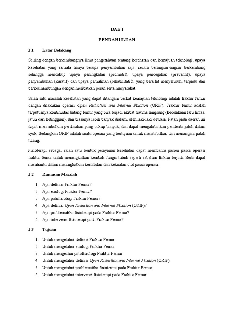 Fisioterapi Pasca ORIF Fraktur Femur | PDF