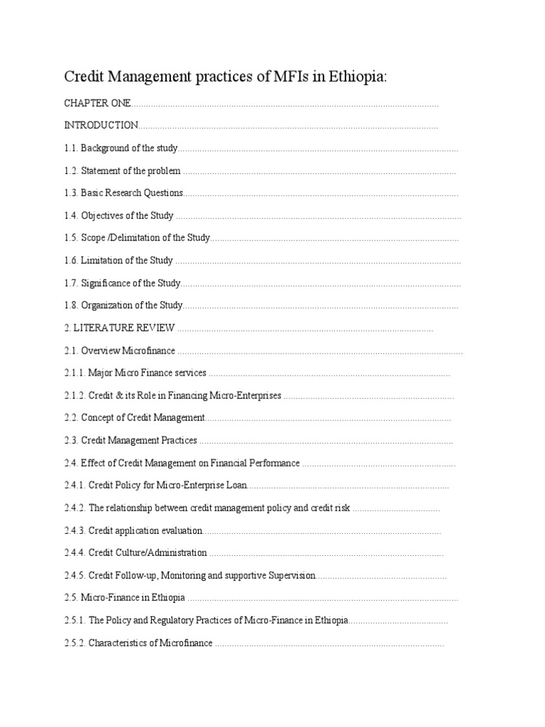 Credit Management Practices of MFIs in Ethiopia | PDF | Microfinance ...