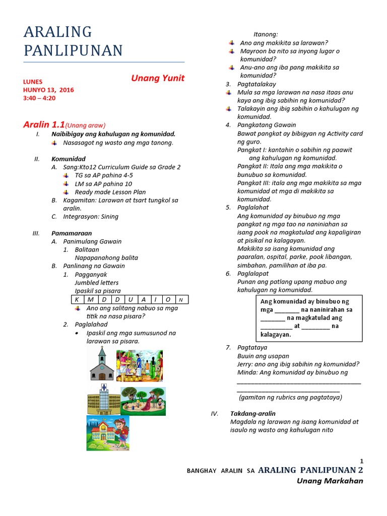 LESSON PLAN in AP Unit 1 1st QUARTER | PDF