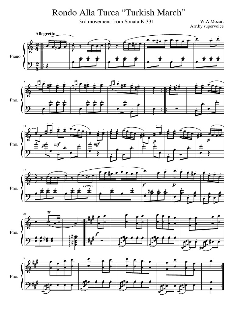 Rondo Alla Turca Turkish March | PDF