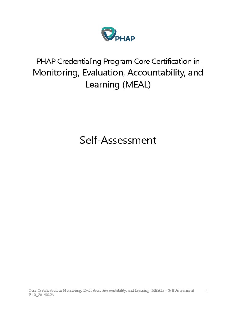 Self-Assessment: Monitoring, Evaluation, Accountability, and Learning ...