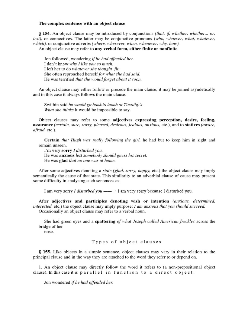 Object Clauses | PDF | Clause | Verb