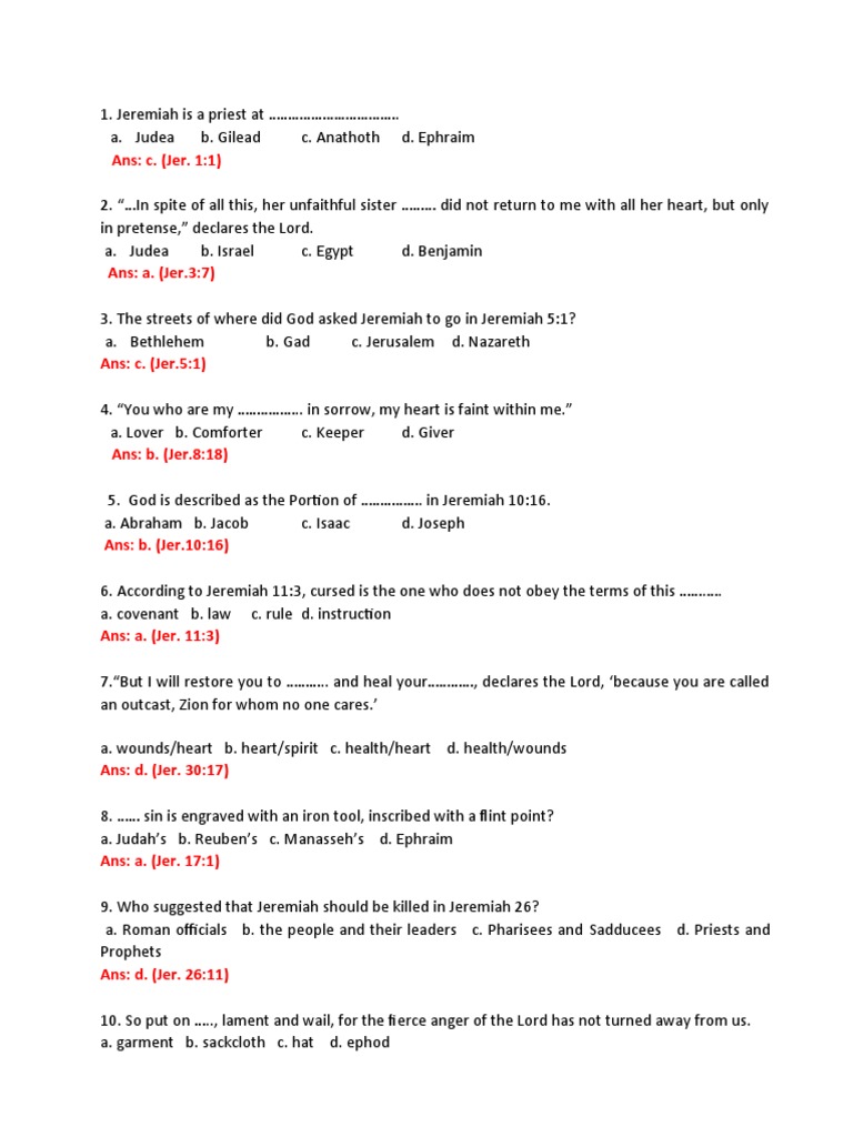 Updated Questions For Deaf Bible Quiz | PDF | Torah | Bible Content