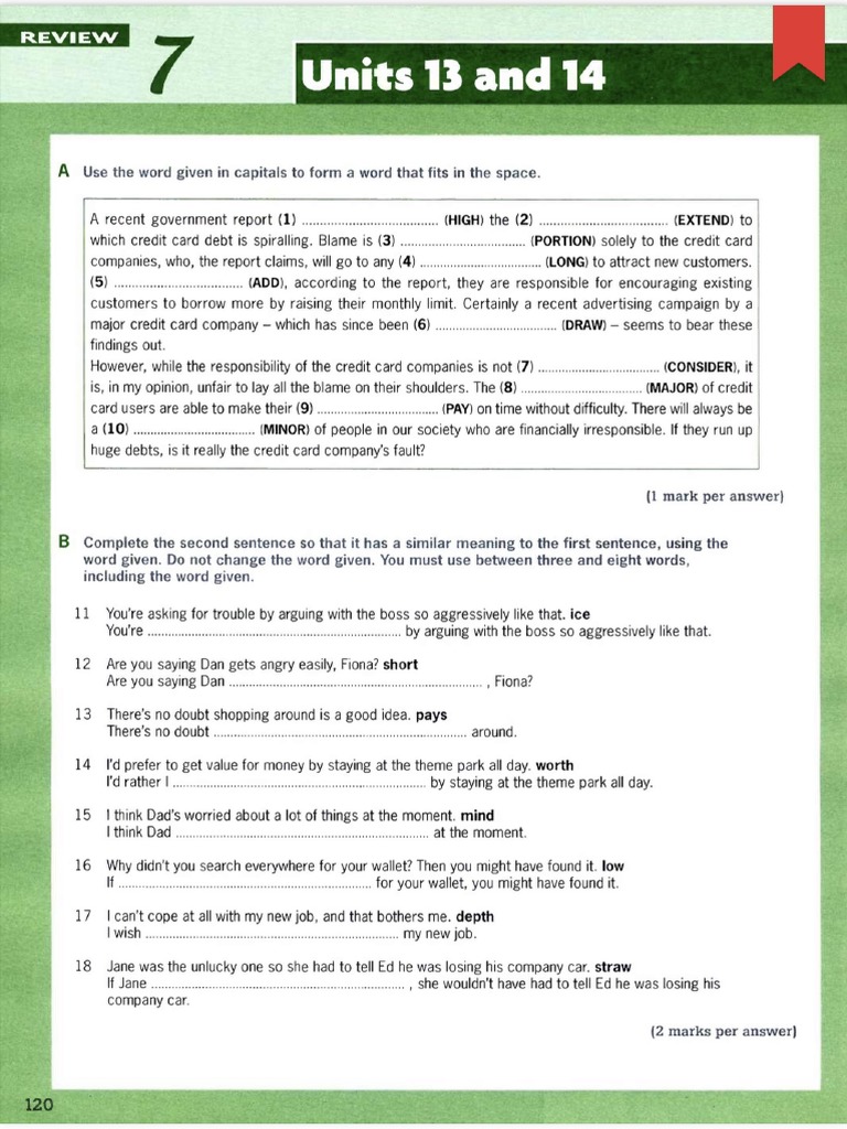 Vocabulary-Grammar Review 7-10 | PDF