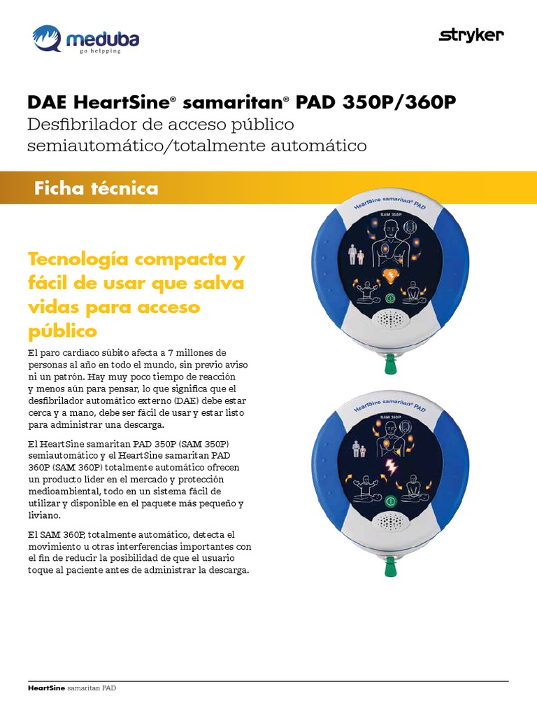 Ficha Técnica HeartSine SAM 350P-360P | PDF | Reanimación cardiopulmonar