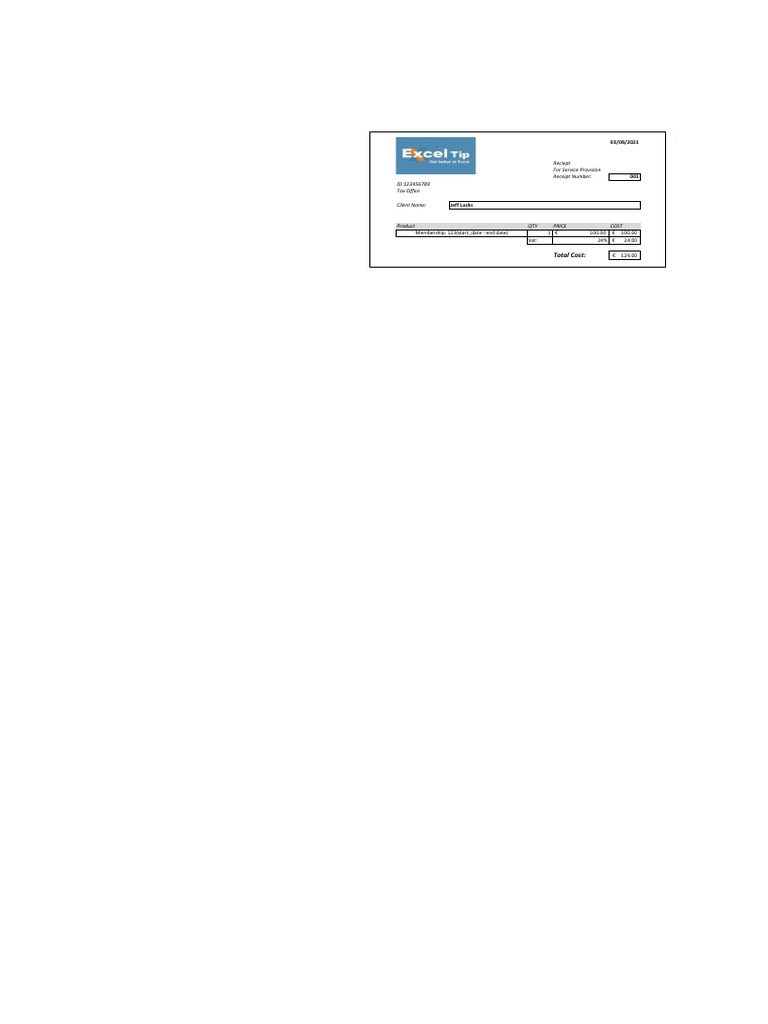 Total Cost:: Reciept For Service Provision Receipt Number: Tax Office ...
