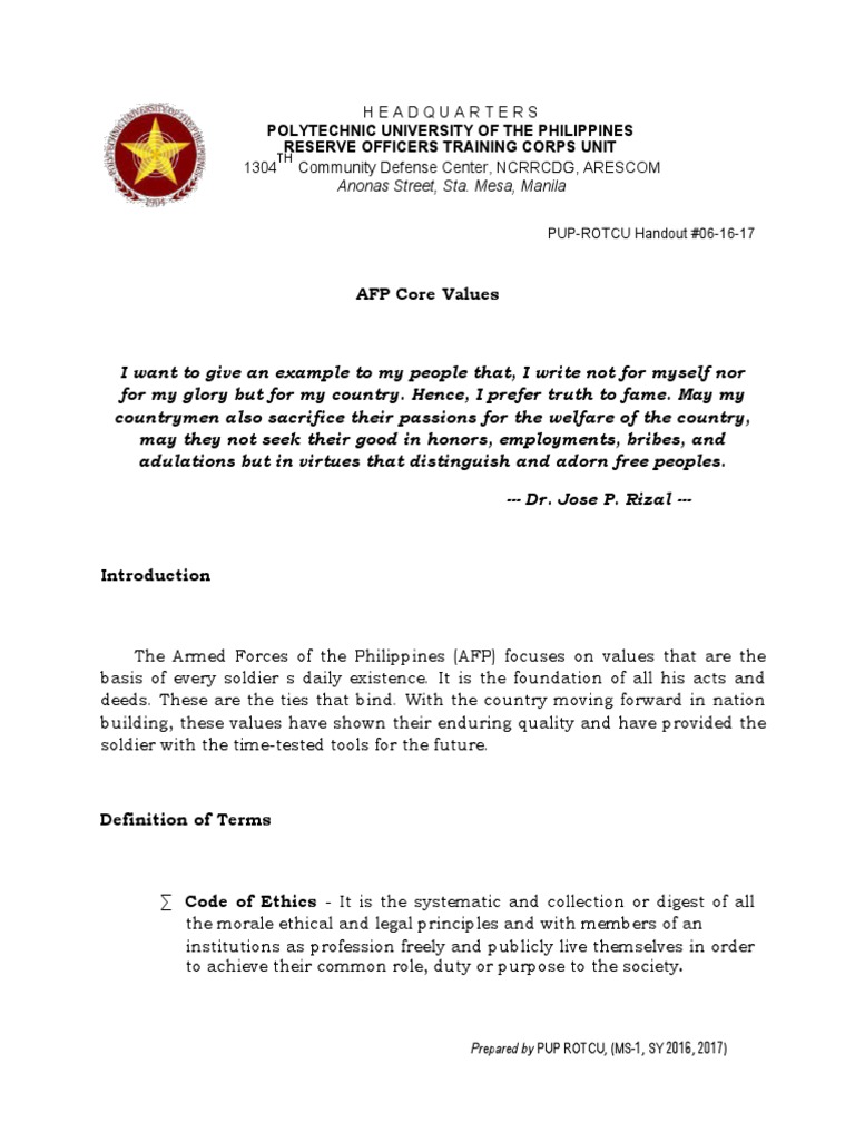 06 AFP Core Values | PDF | Courage | Applied Ethics