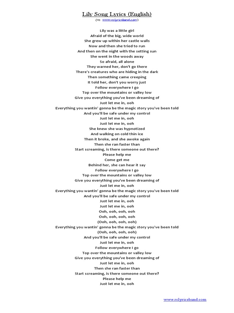 Lily Song Lyrics | PDF