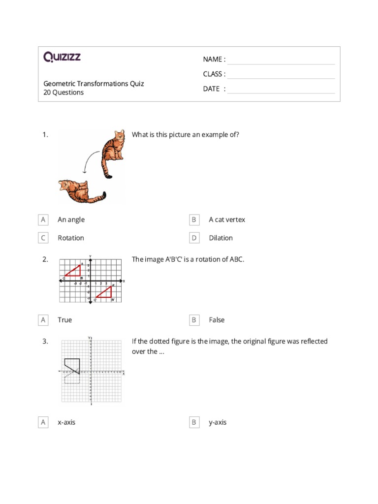 Geometric Transformations Quiz | PDF | Cartesian Coordinate System ...
