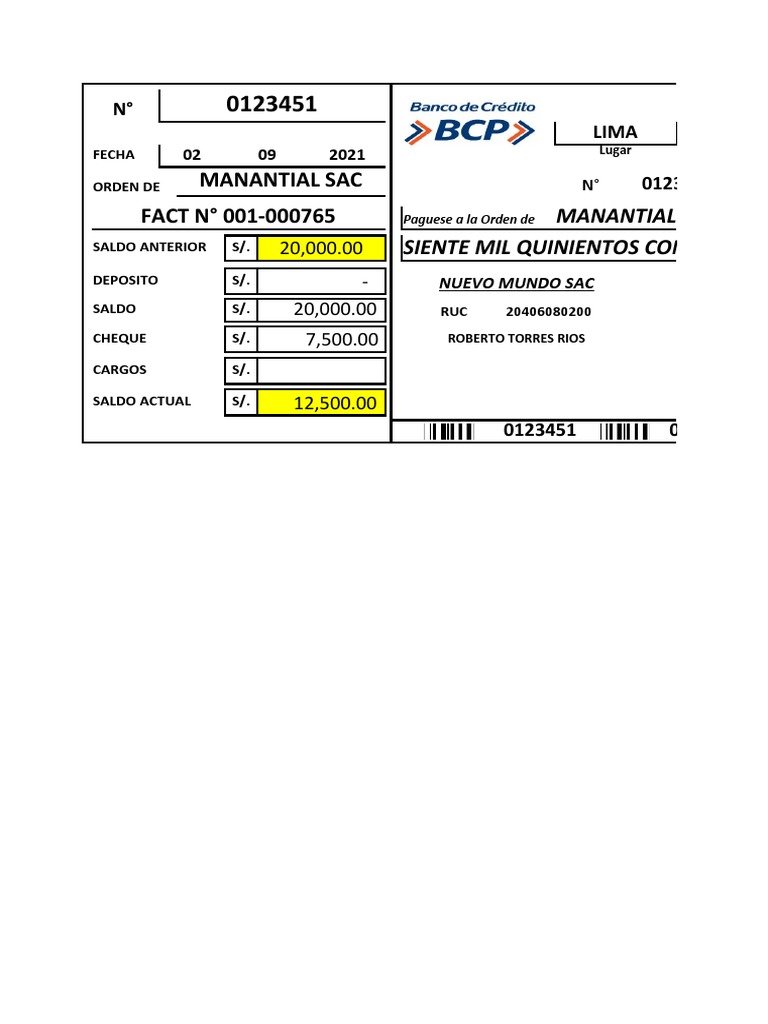 Formato de Cheque | PDF