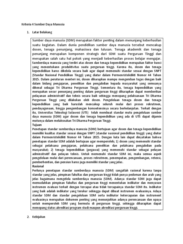 Kriteria SDM di Perguruan Tinggi UTS | PDF | Karier & Perkembangan | Bisnis