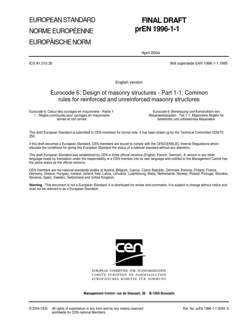 Eurocode 6 | PDF | Masonry | Mortar (Masonry)