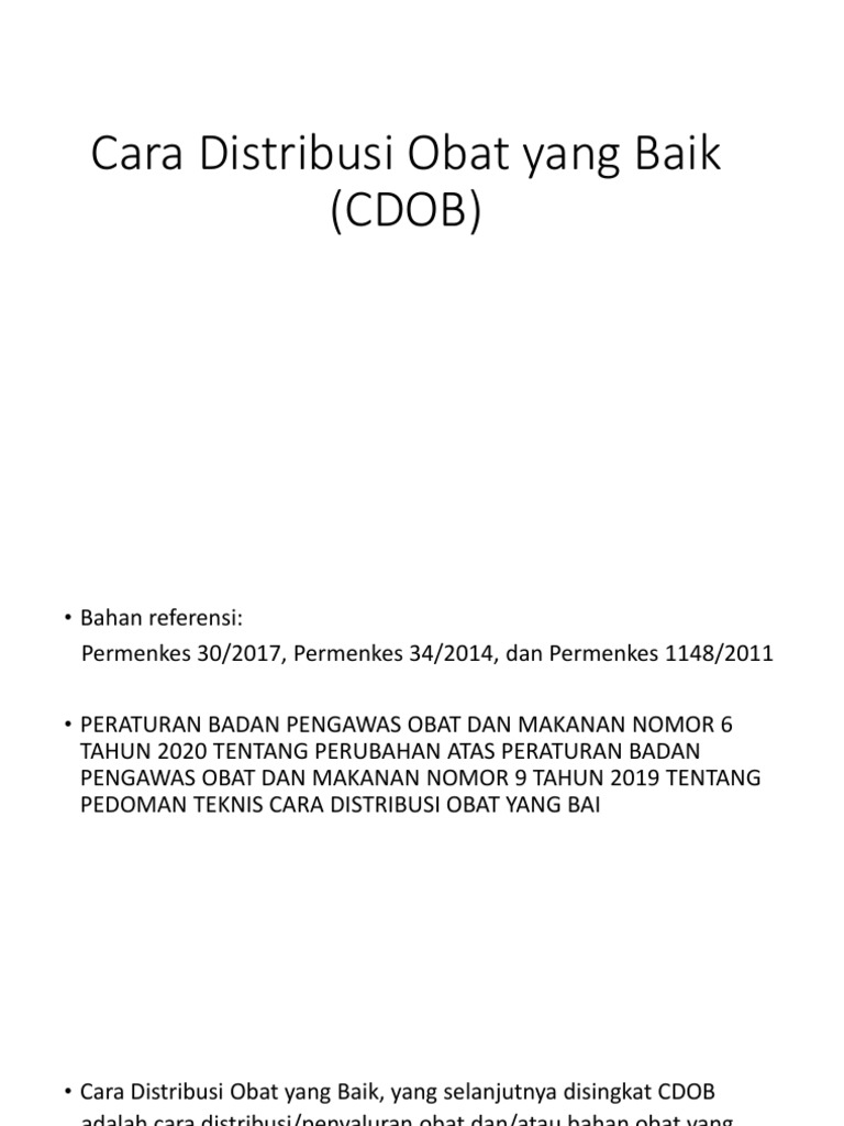 Kuliah 10 Cara Distribusi Obat Yang Baik (CDOB) | PDF