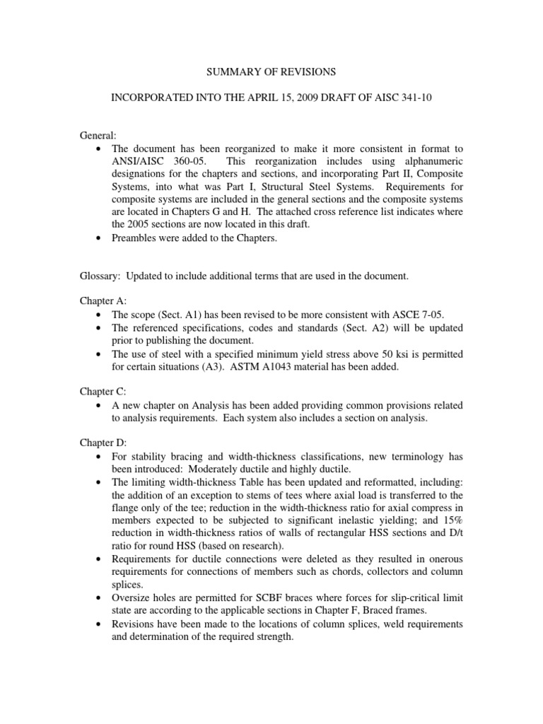 Summary of Revisions AISC 341-10 | PDF | Building Technology | Building ...