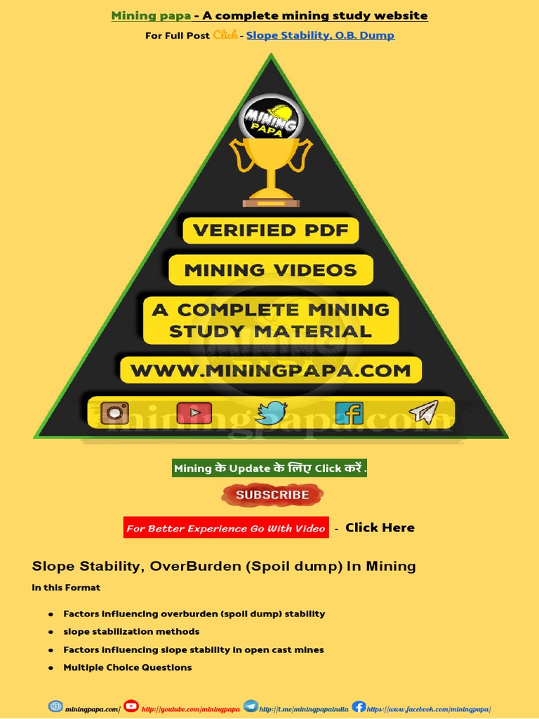 Slope Stability, OverBurden (Spoil Dump) in Mining PDF (Encrypted) | PDF
