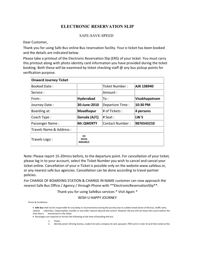 Electronic Reservation Slip1 | PDF