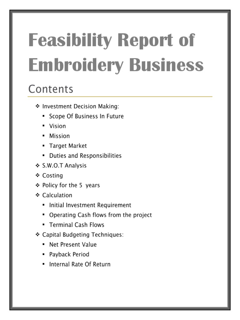 Embroidery Business Plan Overview | PDF | Net Present Value | Internal ...