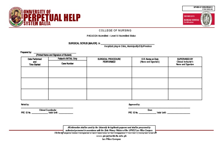 032 Orm or Scrub Major Case Form | PDF | Health Sciences | Health Care