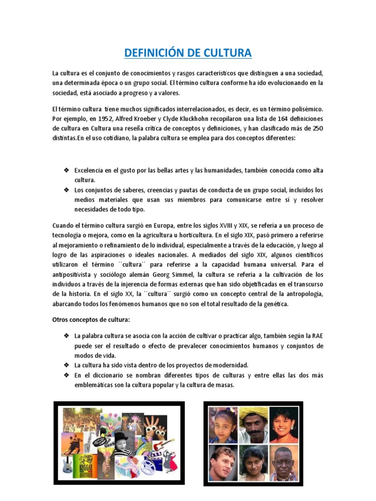 La Definicion De Cultura _ Definición y evolución del concepto de ...