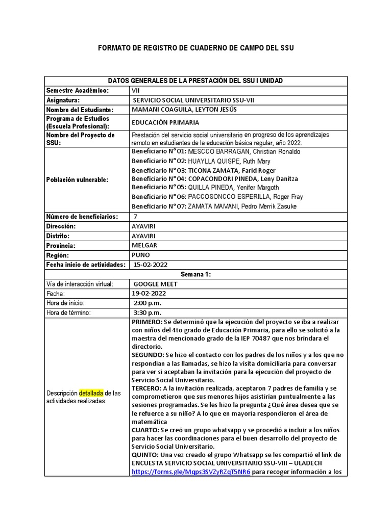 Cuaderno de Campo | Descargar gratis PDF | Evaluación