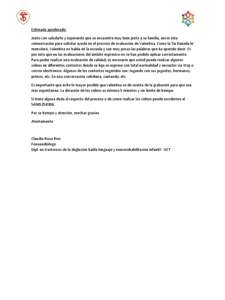 Comunicacion Apoderado | PDF | Salud y bienestar