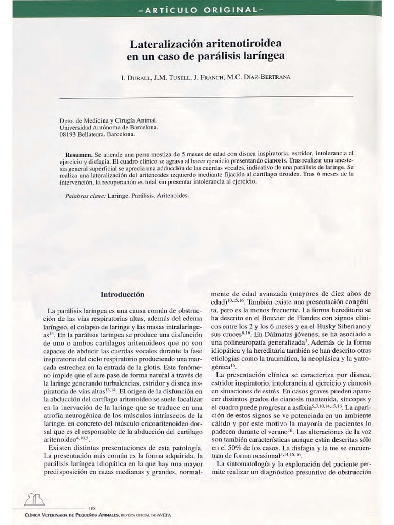 Paralisis Laringea | PDF | Laringe | Medicina