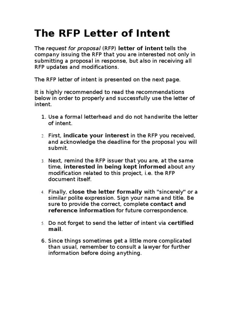 Sample Letter of Intent | PDF