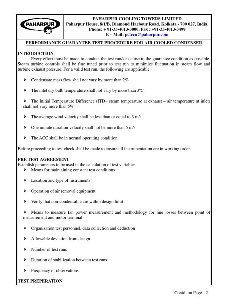 PG Test Procedure For ACC | PDF | Steam | Temperature