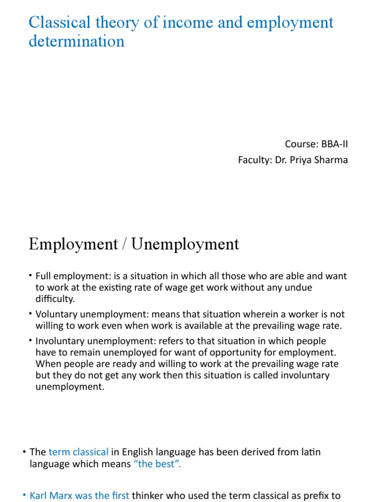 Classical Theory of Income and Employment Determination | PDF | Full ...