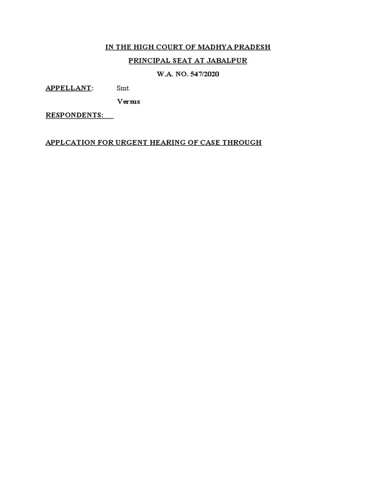 Urgent Hearing Application | PDF