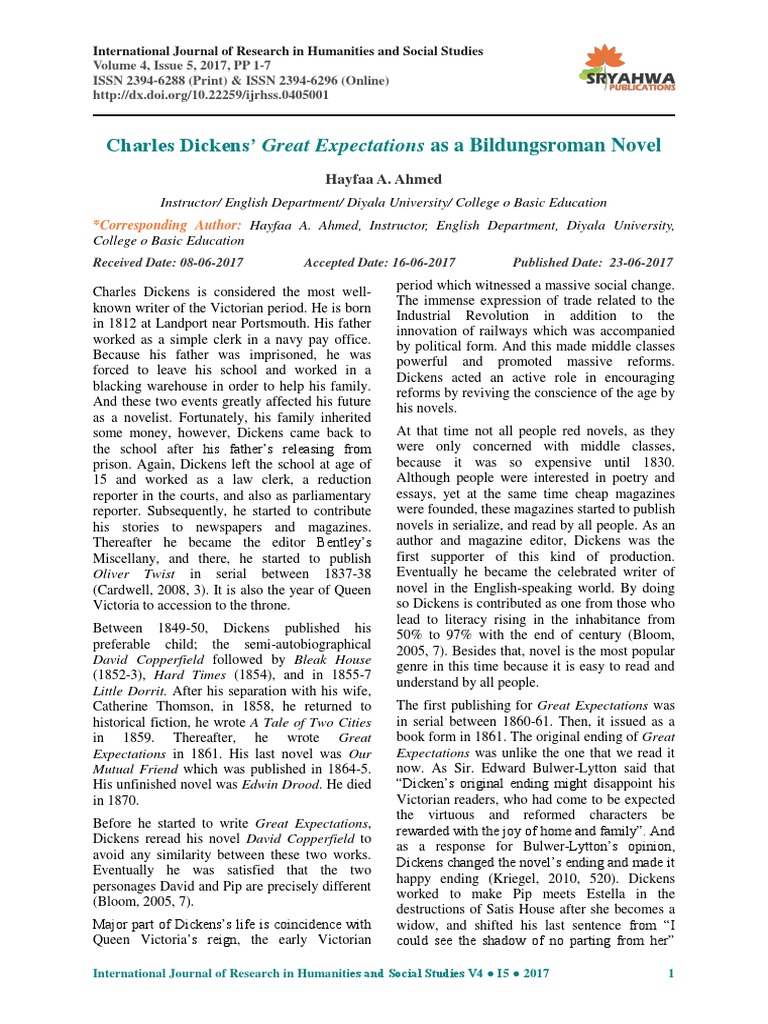 Charles Dickens' Great Expectations As A Bildungsroman Novel | PDF ...