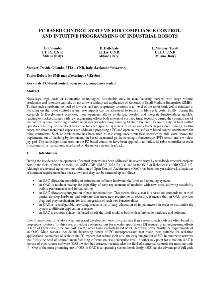 PC-Based Control for Industrial Robots | PDF | Control Theory | Robot