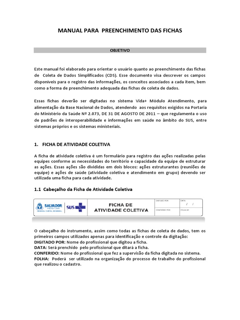 Manual Ficha de Atividade Coletiva | PDF | Dados | Saúde mental