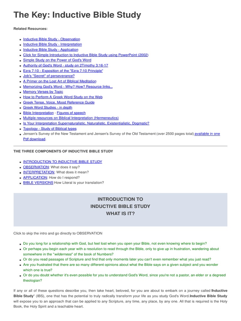The Key Inductive Bible Study | PDF | Jesus | Bible