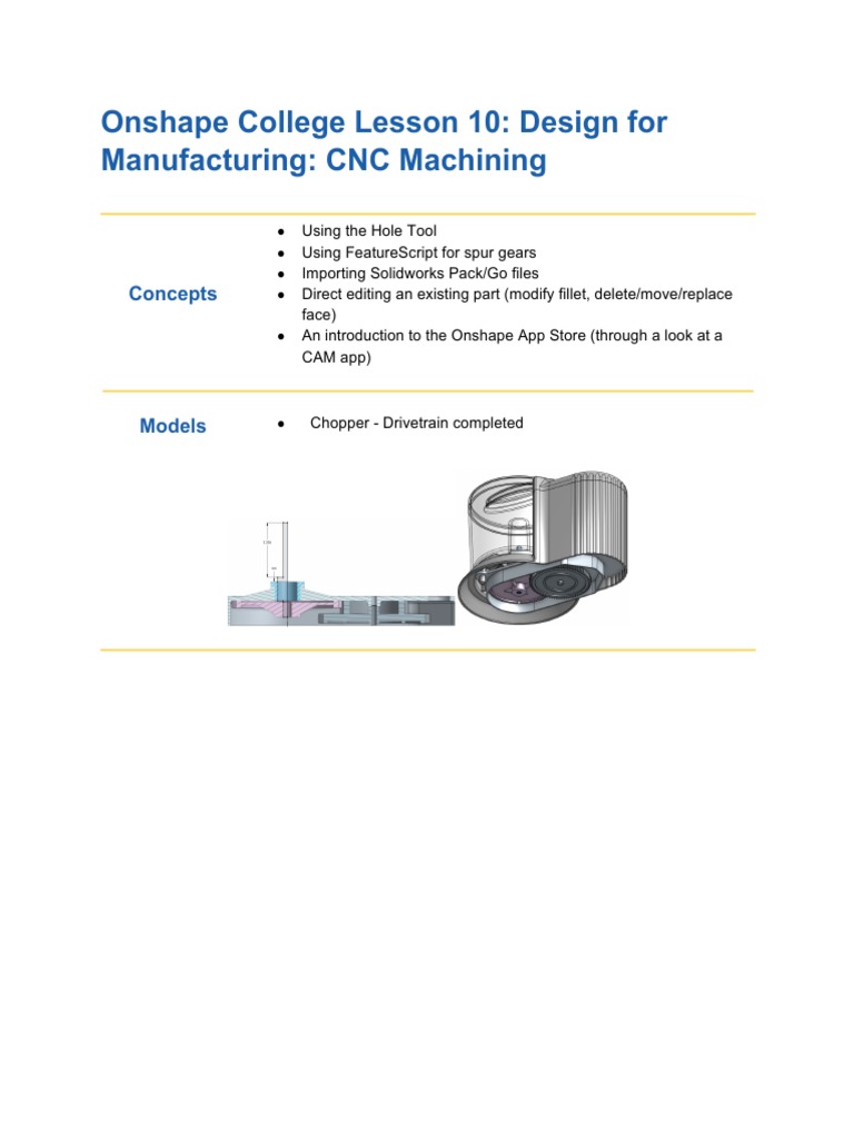Onshape College Lesson 10 | PDF | Gear | Machining